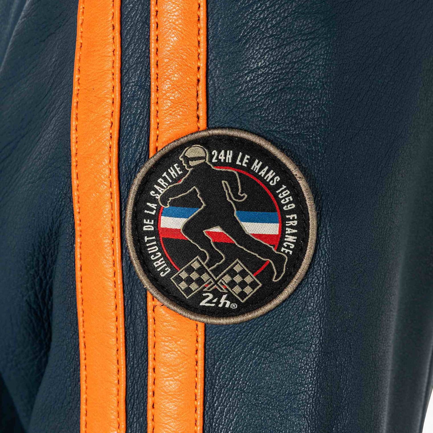 Marne Leather Jacket | 24H Le Mans Store Colour ROYAL BLUE/ORANGE Size XXXL