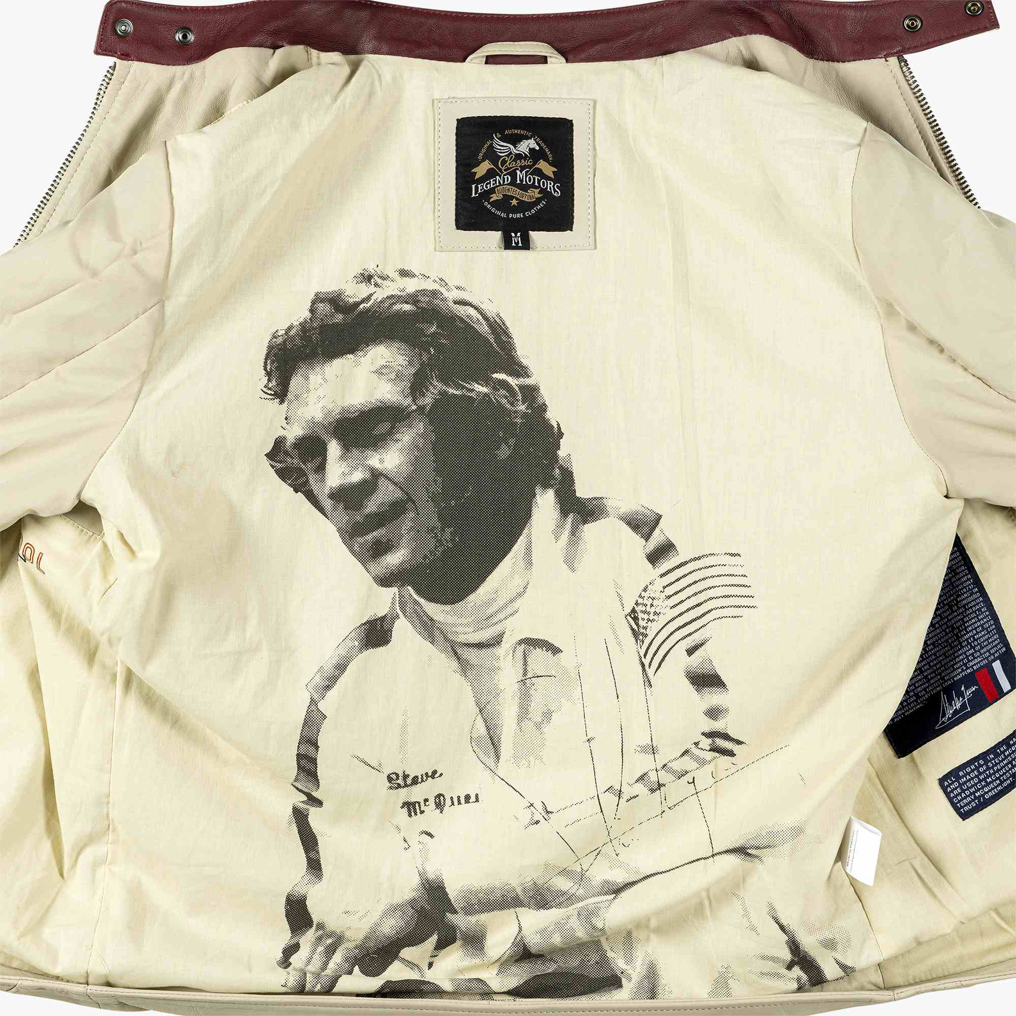 August Leather Jacket - Steve McQueen x Le Mans Colour BEIGE Size XL